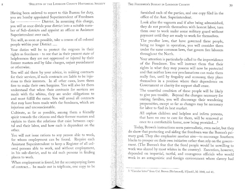 "The Freedmen's Bureau in Loudoun County, Virginia: Getting Started ...